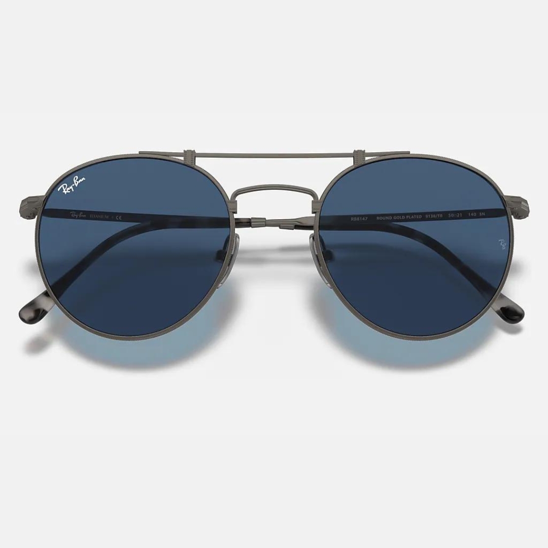 RAY BAN ROUND DOUBLE BRIDGE TITANIUM RB8147 9138T0 50